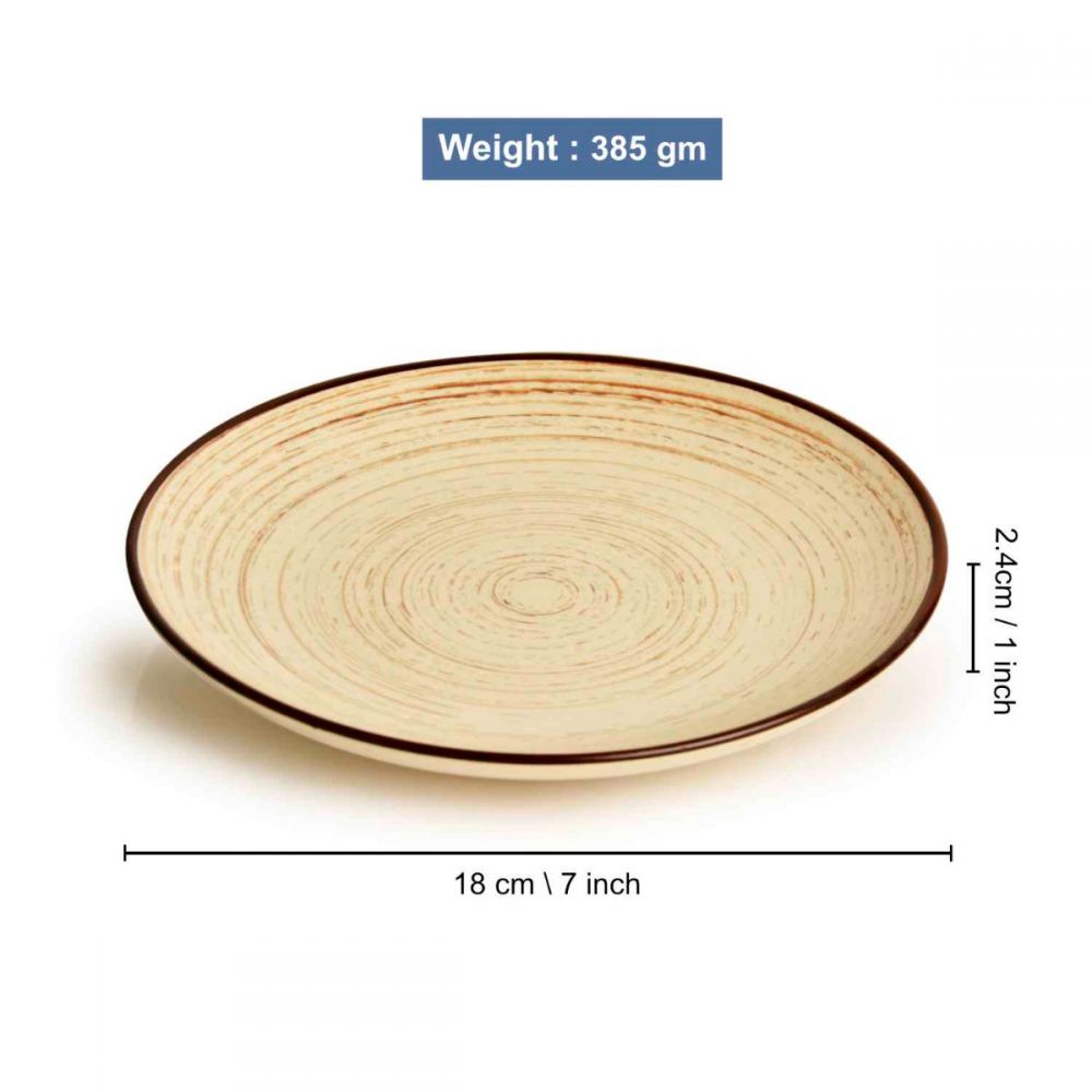 Hand Glazed Earthy Swirl Ceramic Quarter Plates (7 inches, Set of 6 ...