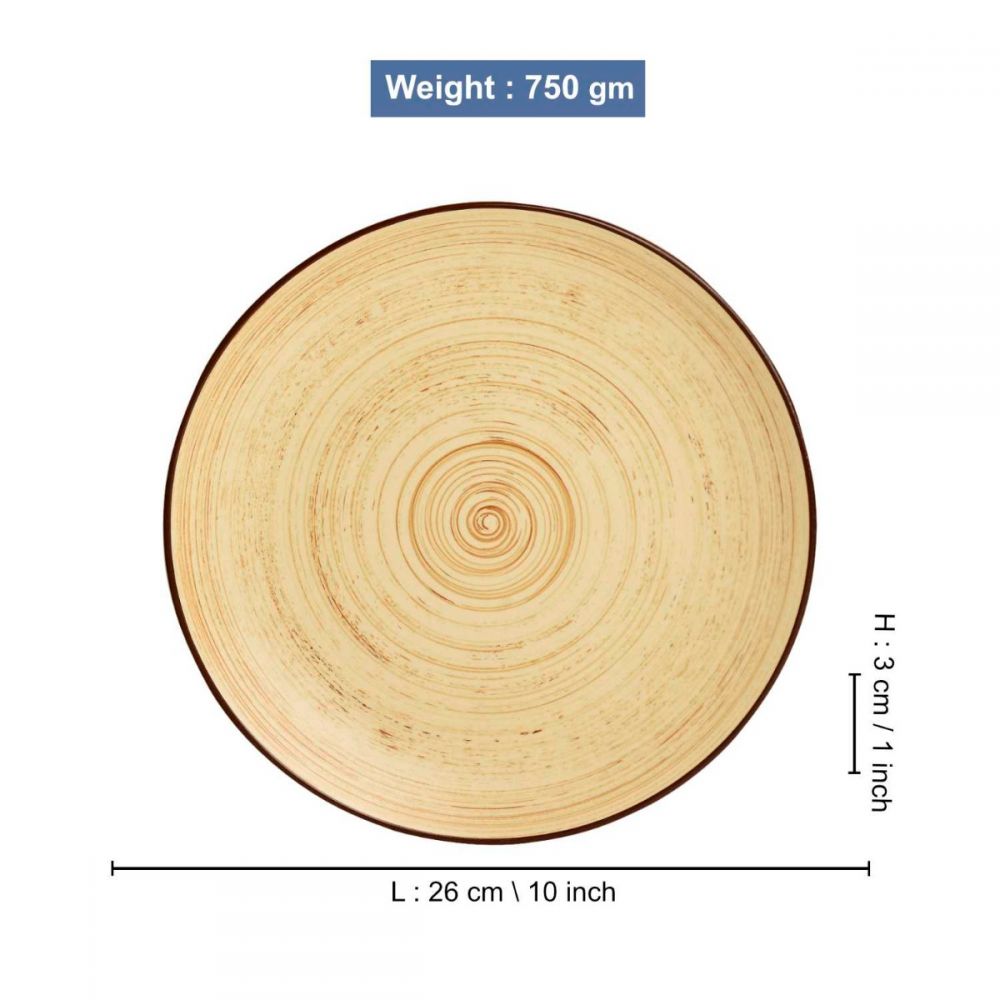 Hand Glazed Ceramic Earthy Swirl Dinner Plates (Brown, Set of 4, 10 ...