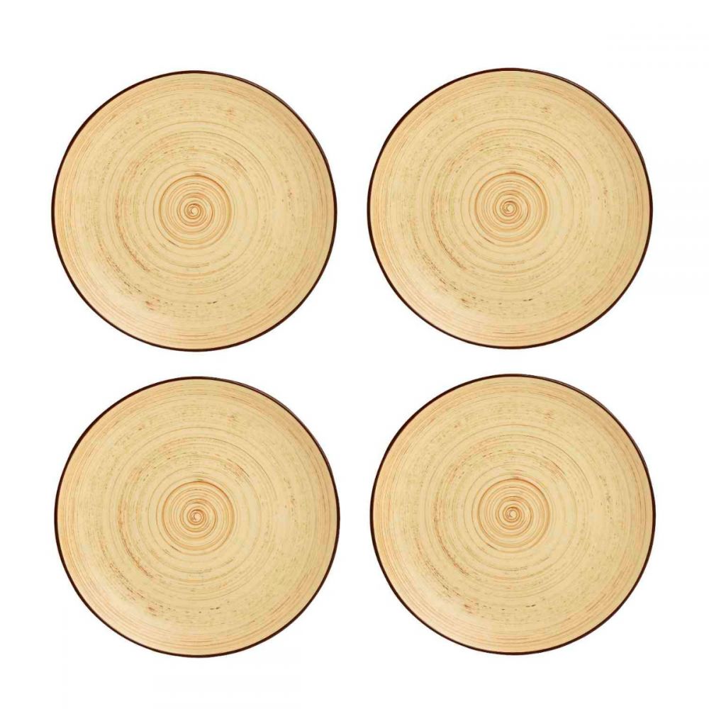 Hand Glazed Ceramic Earthy Swirl Dinner Plates (Brown, Set of 4, 10 ...